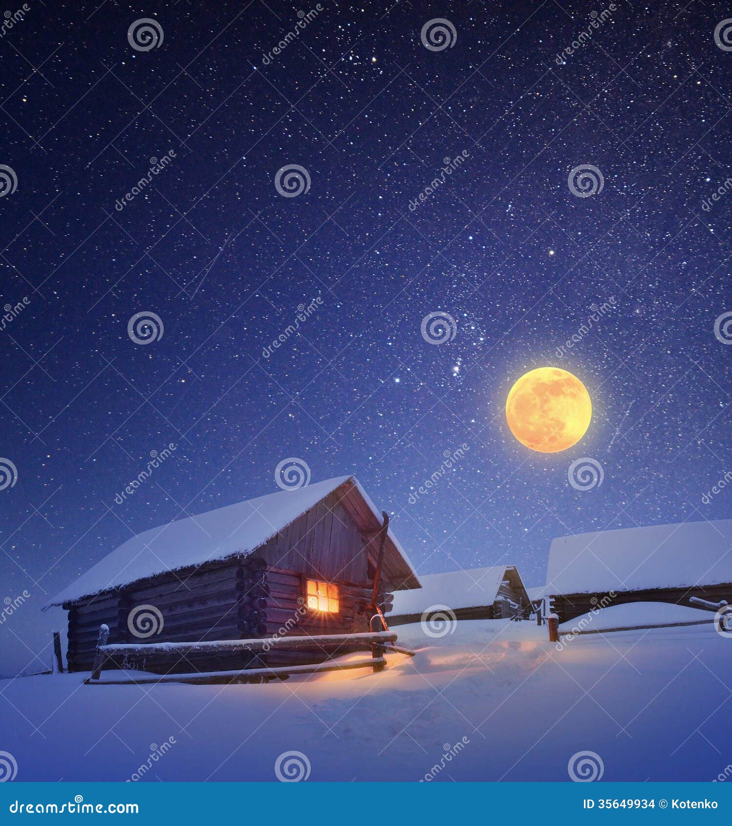 Full moon and hut stock photo. Image of celestial, scenery - 35649934