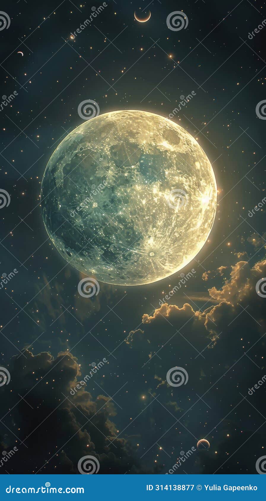 Full Moon Illuminated by Clouds in Night Sky Stock Image - Image of ...