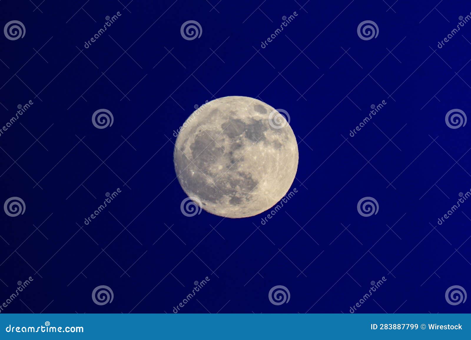 Full Moon Isolated in the Blue Backdrop of the Sky. Stock Image - Image ...