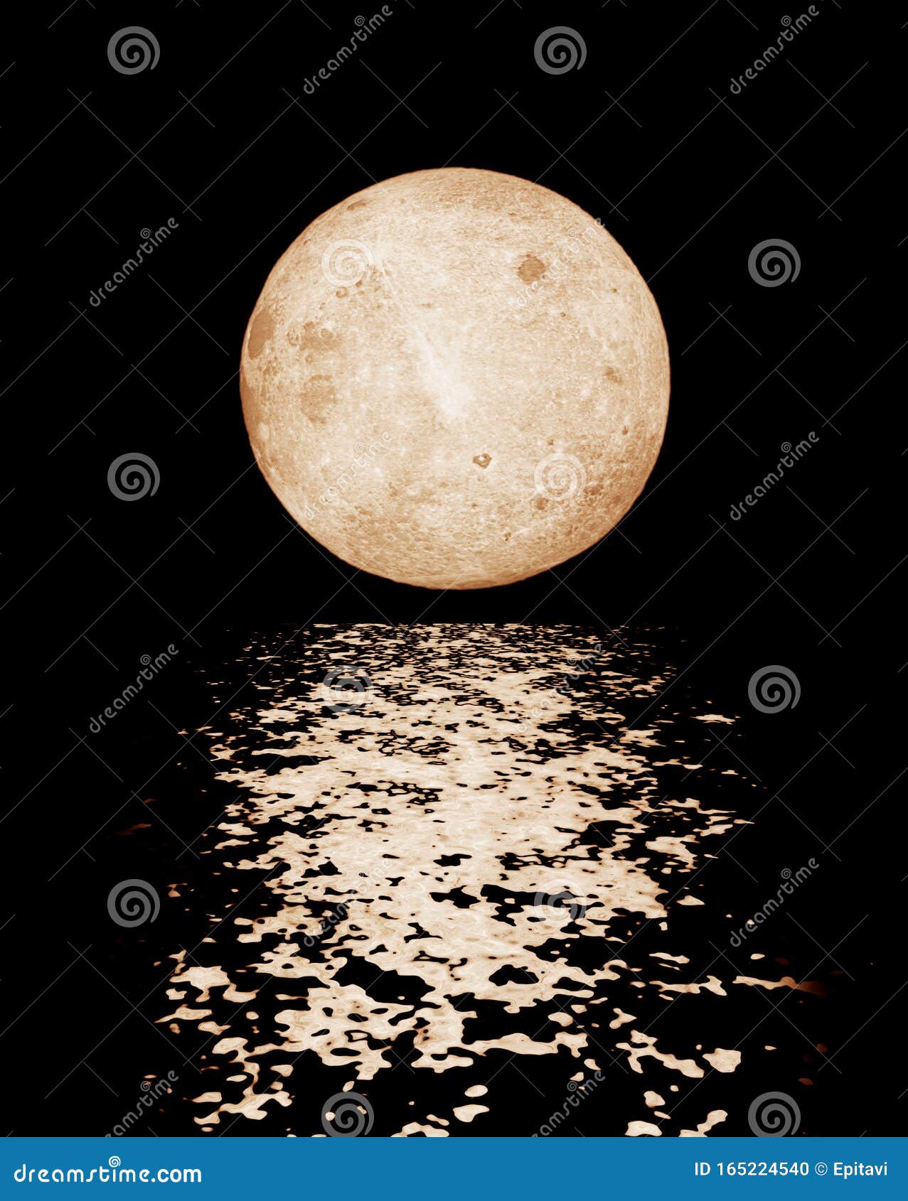 Full Moon with Its Reflection Stock Photo - Image of light, bright ...