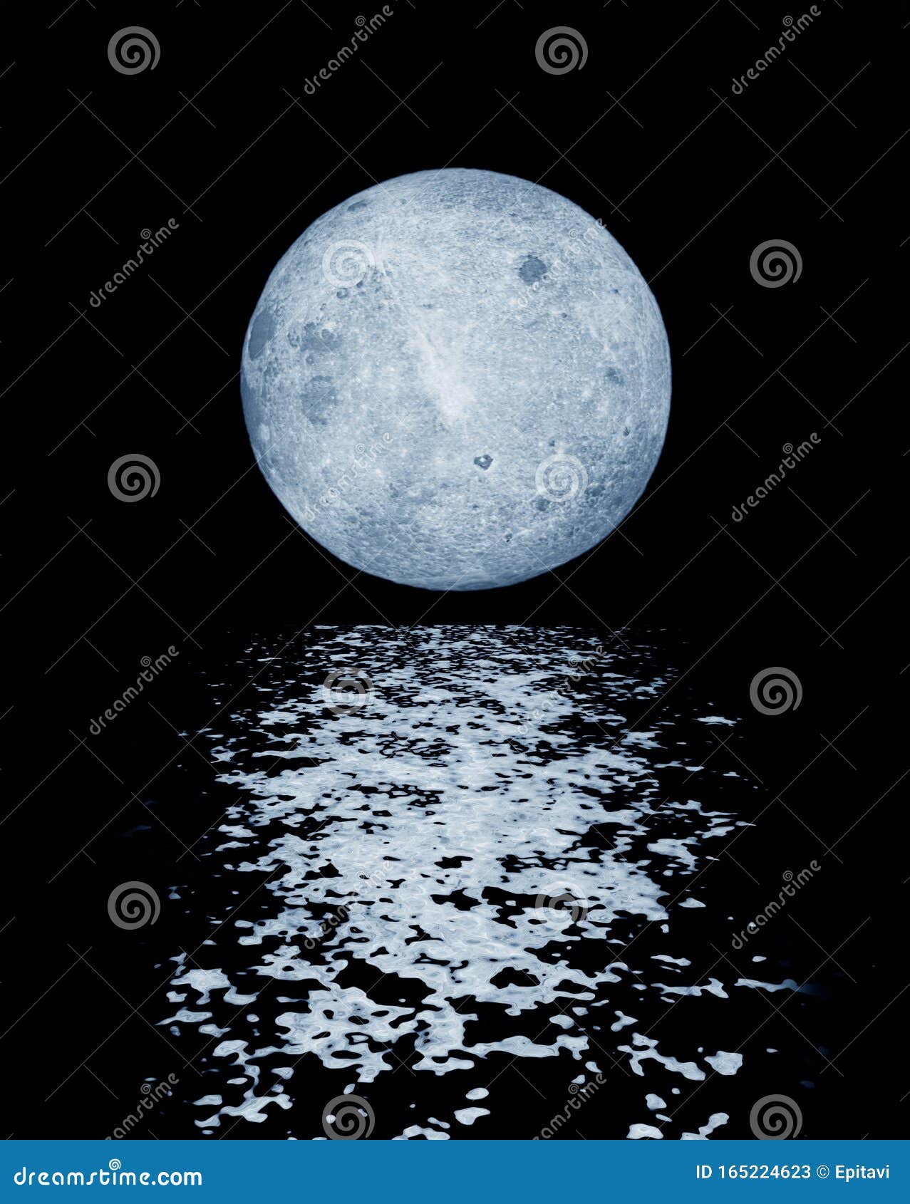 Full Moon with Its Reflection Stock Image - Image of astronomy, ocean ...