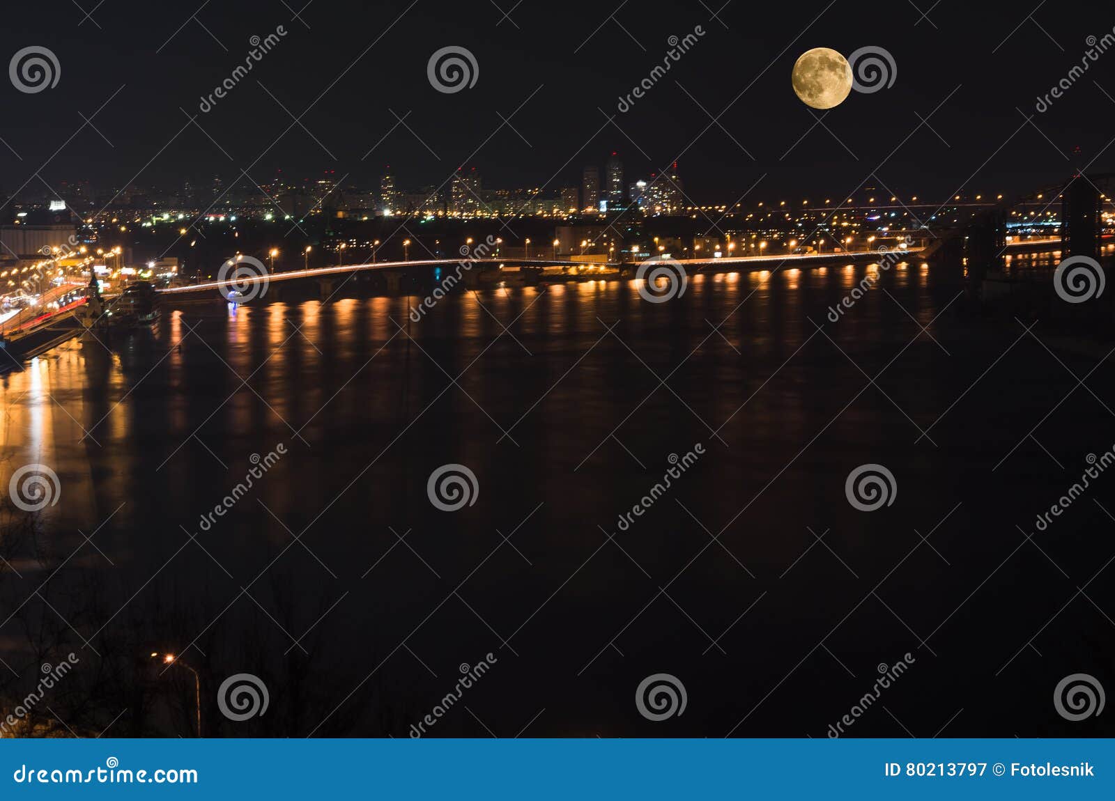 Full moon and Kiev stock image. Image of architecture - 80213797