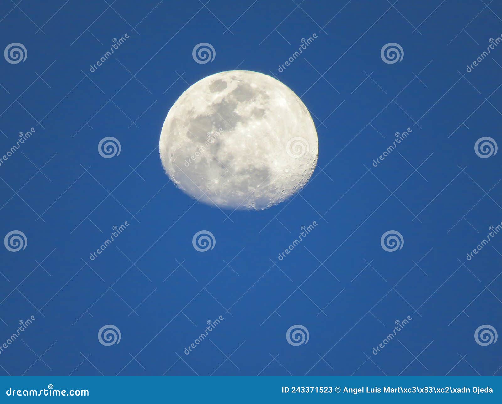 The Full Moon in a Light Blue Sky. Stock Image - Image of closeup ...