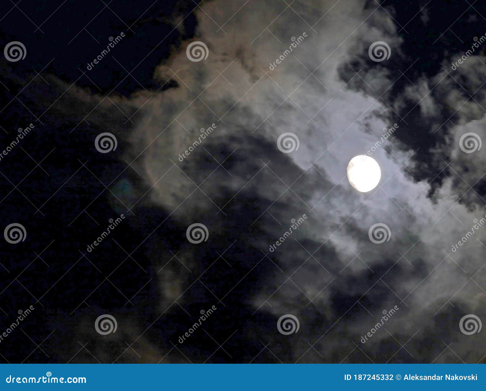 Full Moon at Night Clouds Sky Stock Photo - Image of planet, light ...