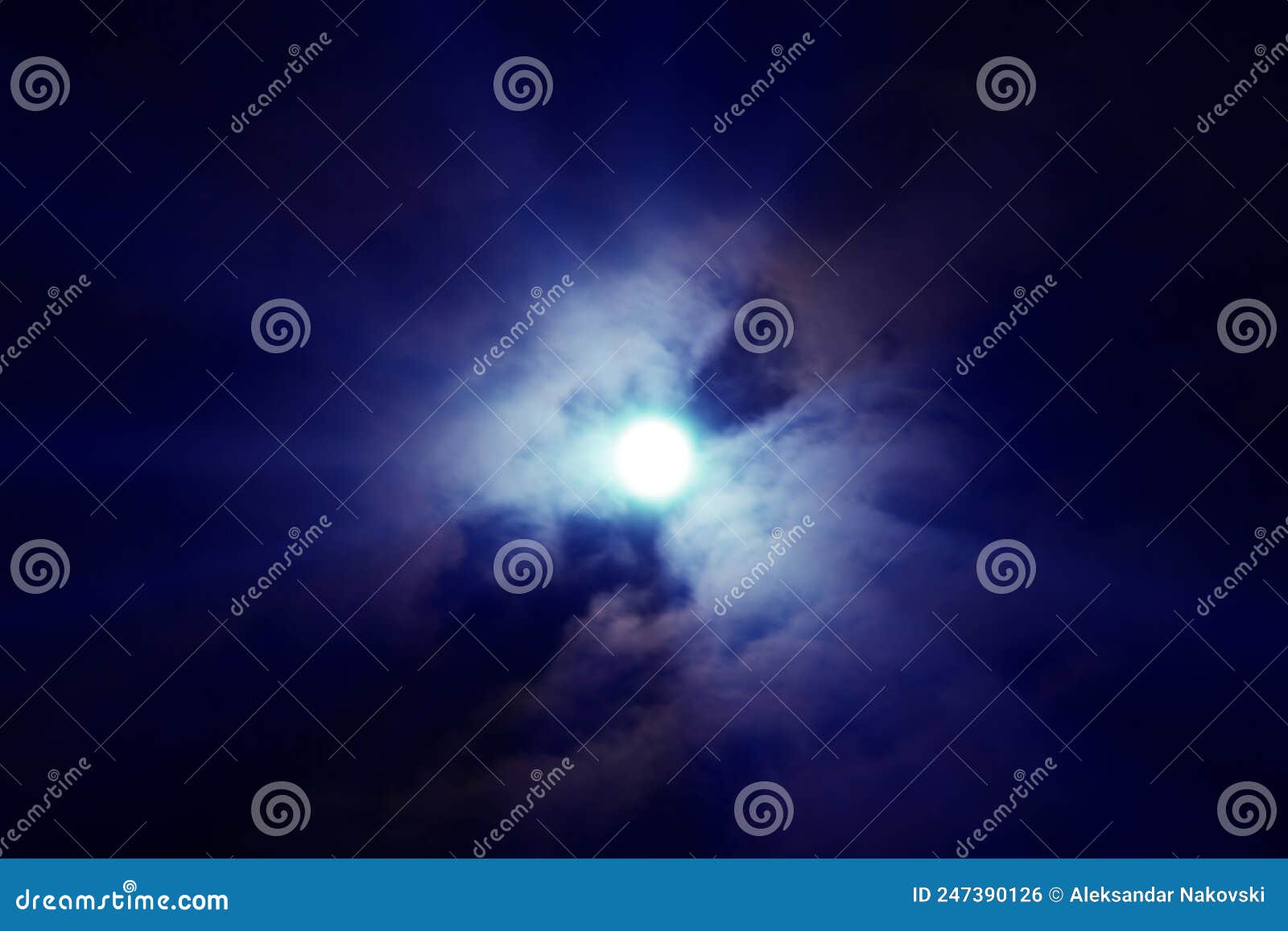 Full moon light ray clouds stock photo. Image of night - 247390126