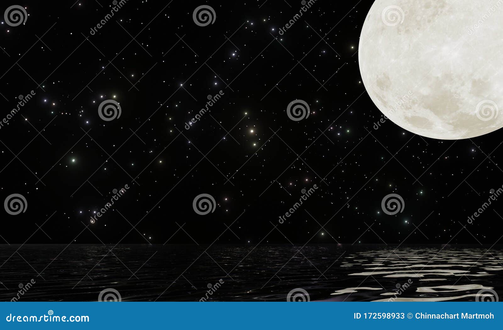 Full Moon And Stars Background