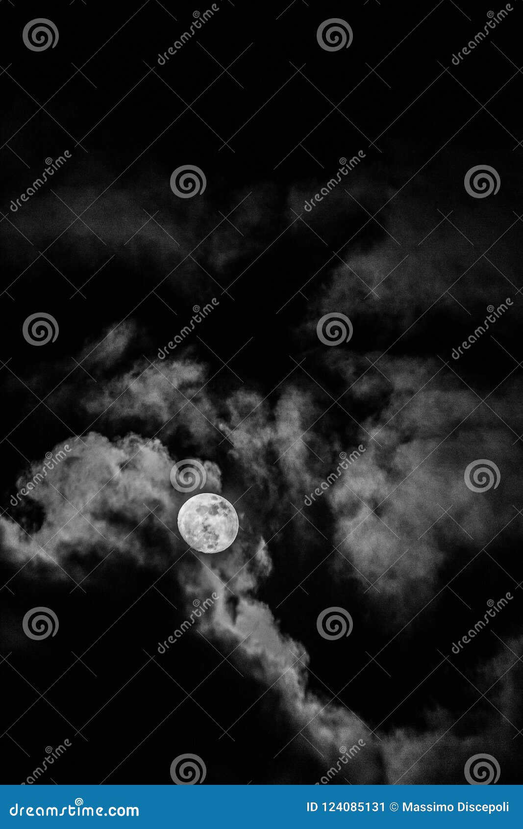Full Moon in the Middle of Clouds Stock Image - Image of moonlight ...