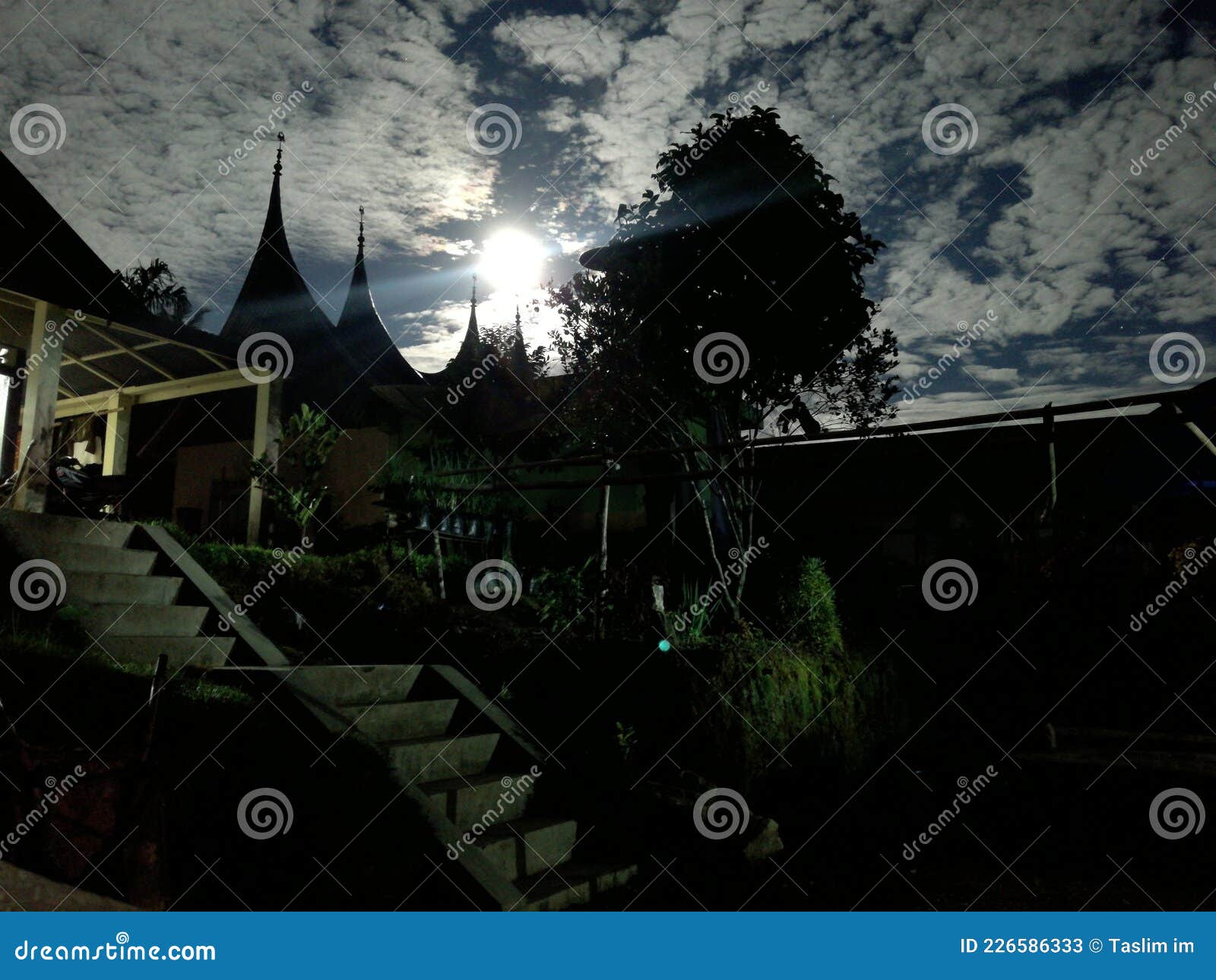 Full moon at midnight stock image. Image of poster, reflection - 226586333