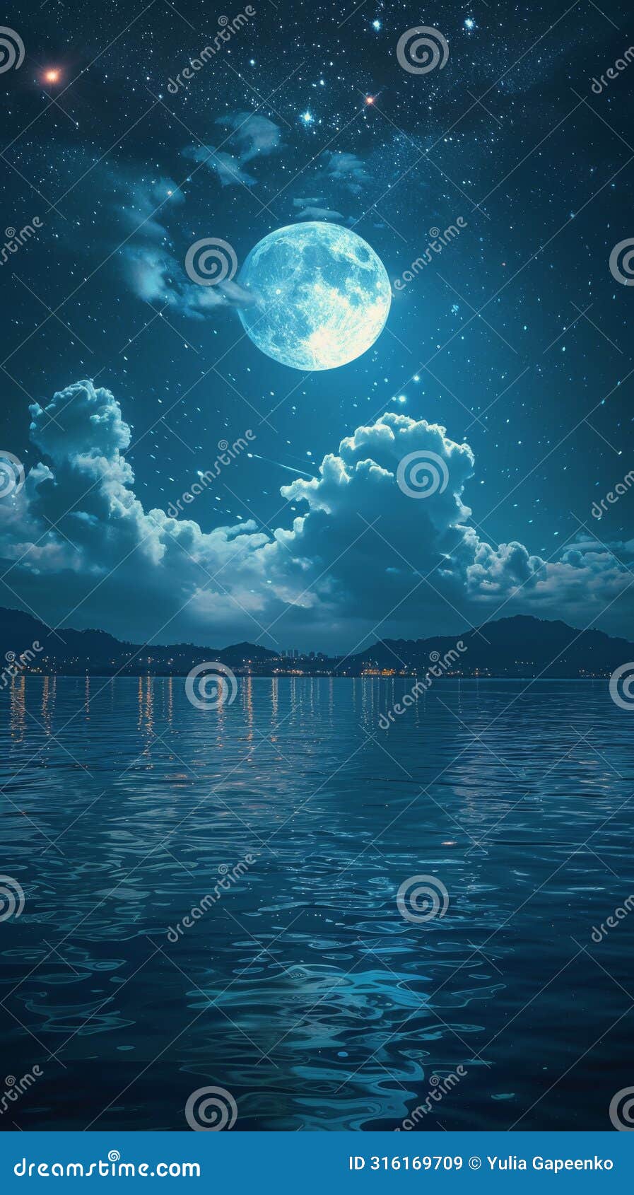 Full Moon Reflection in Water Stock Image - Image of gazing, surface ...