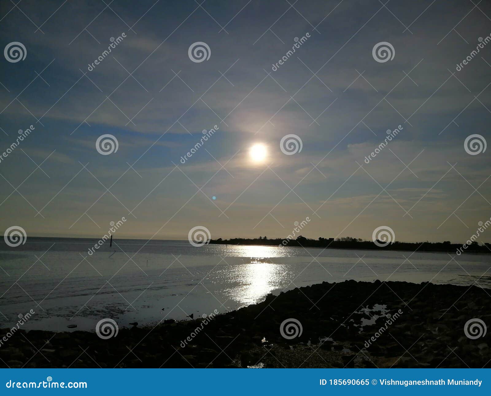 Full Moon Natural Beauty Beach Stock Image - Image of purple, rose ...
