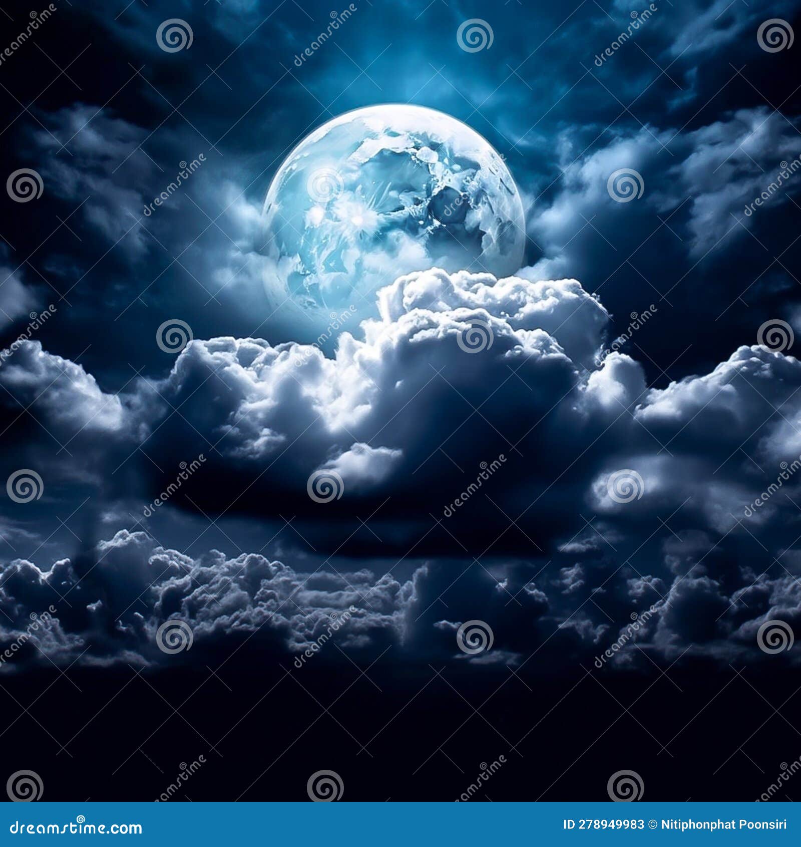 Full Moon at Night a Cloud Passed Over. Full Moon Nighttime. Generative ...