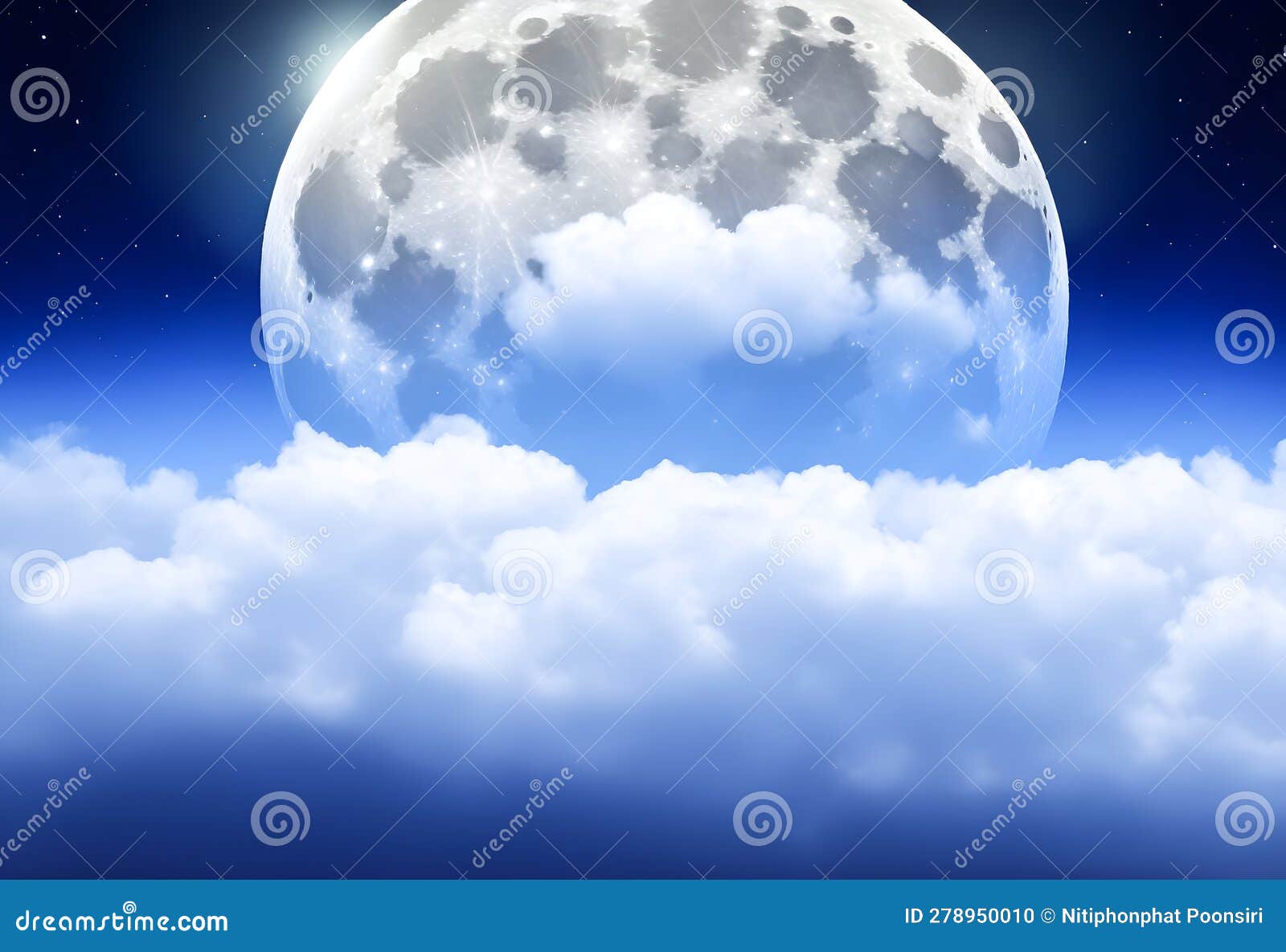 Full Moon at Night a Cloud Passed Over. Full Moon Nighttime. Generative ...