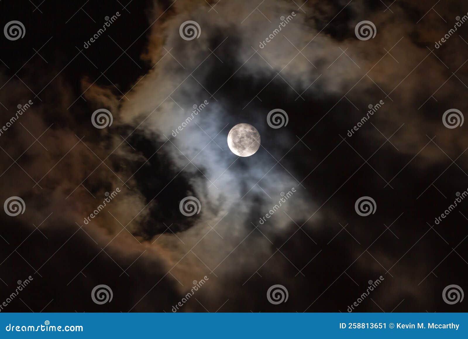 Full Moon at Night with Passing Colorful Clouds Stock Image - Image of ...