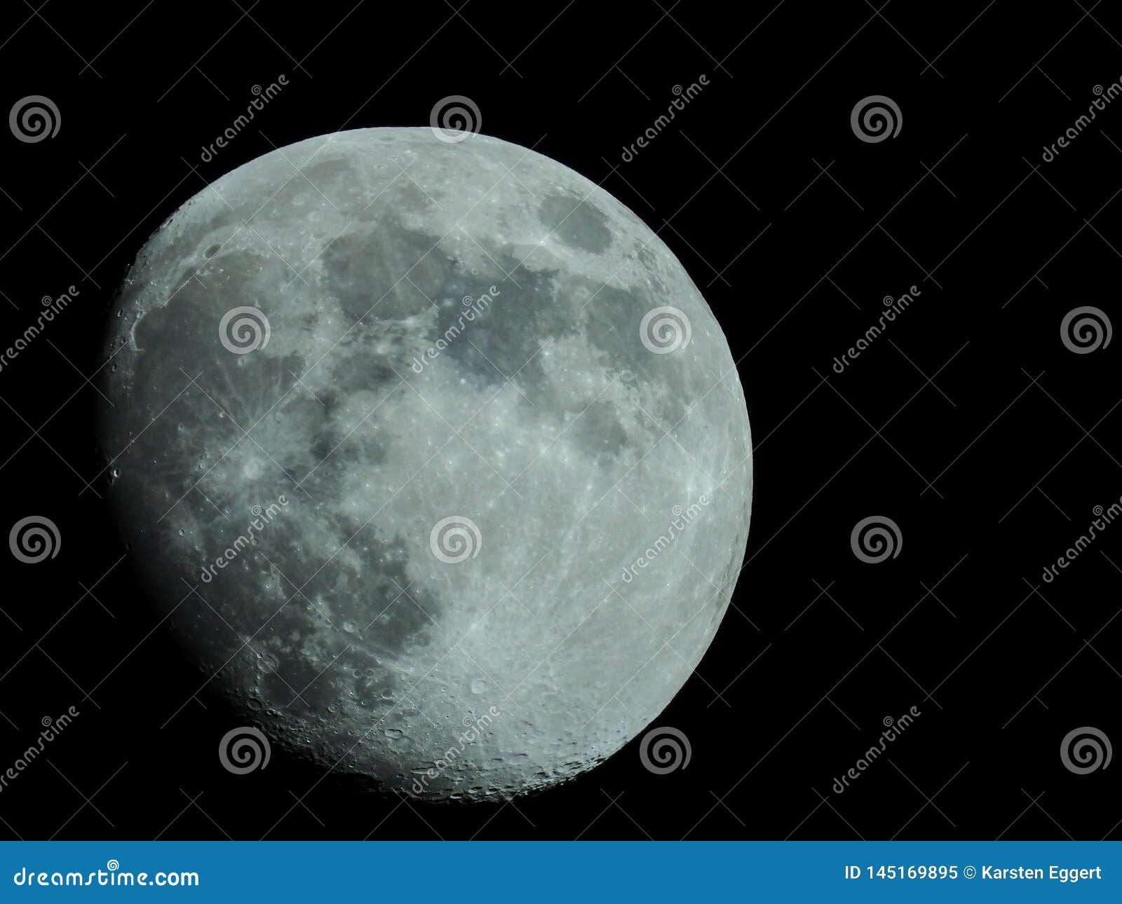 Almost Full Moon in the Night Sky Stock Image - Image of detailed ...