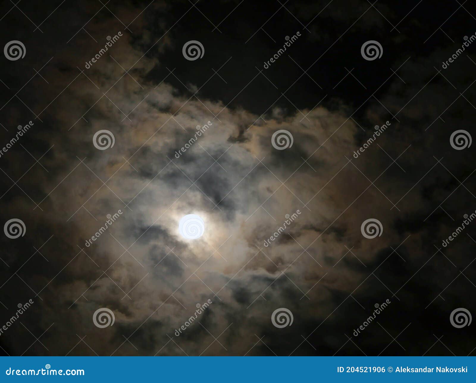 Full moon at night clouds stock photo. Image of planet - 204521906