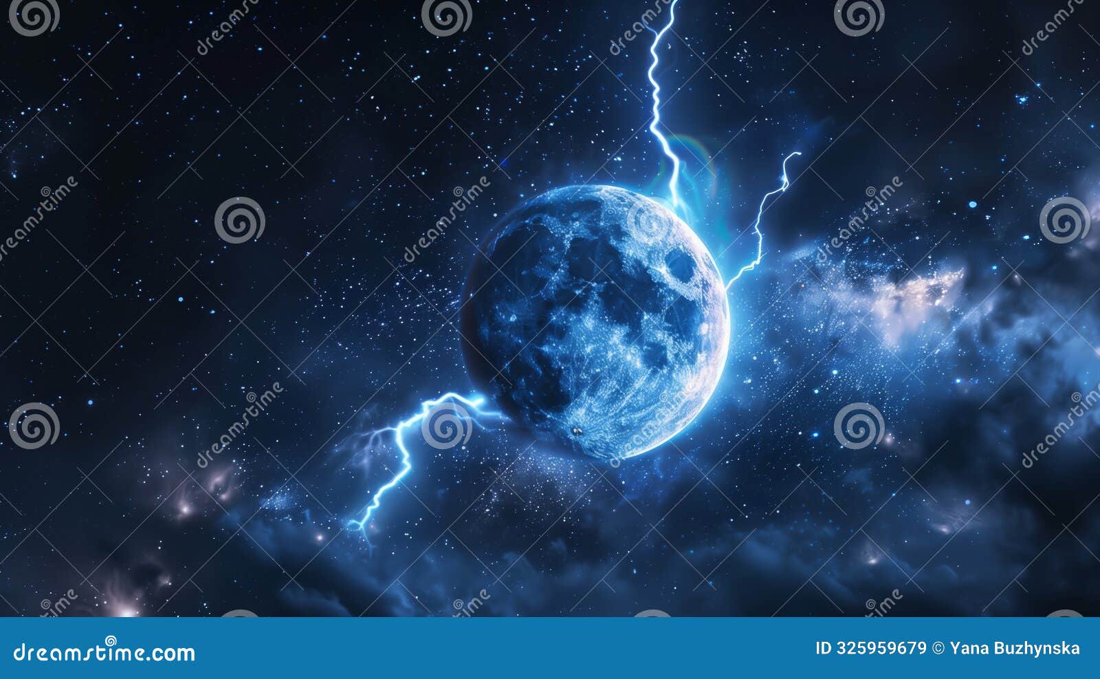 Full Moon in the Night Sky with Thunder and Lightning Stock ...
