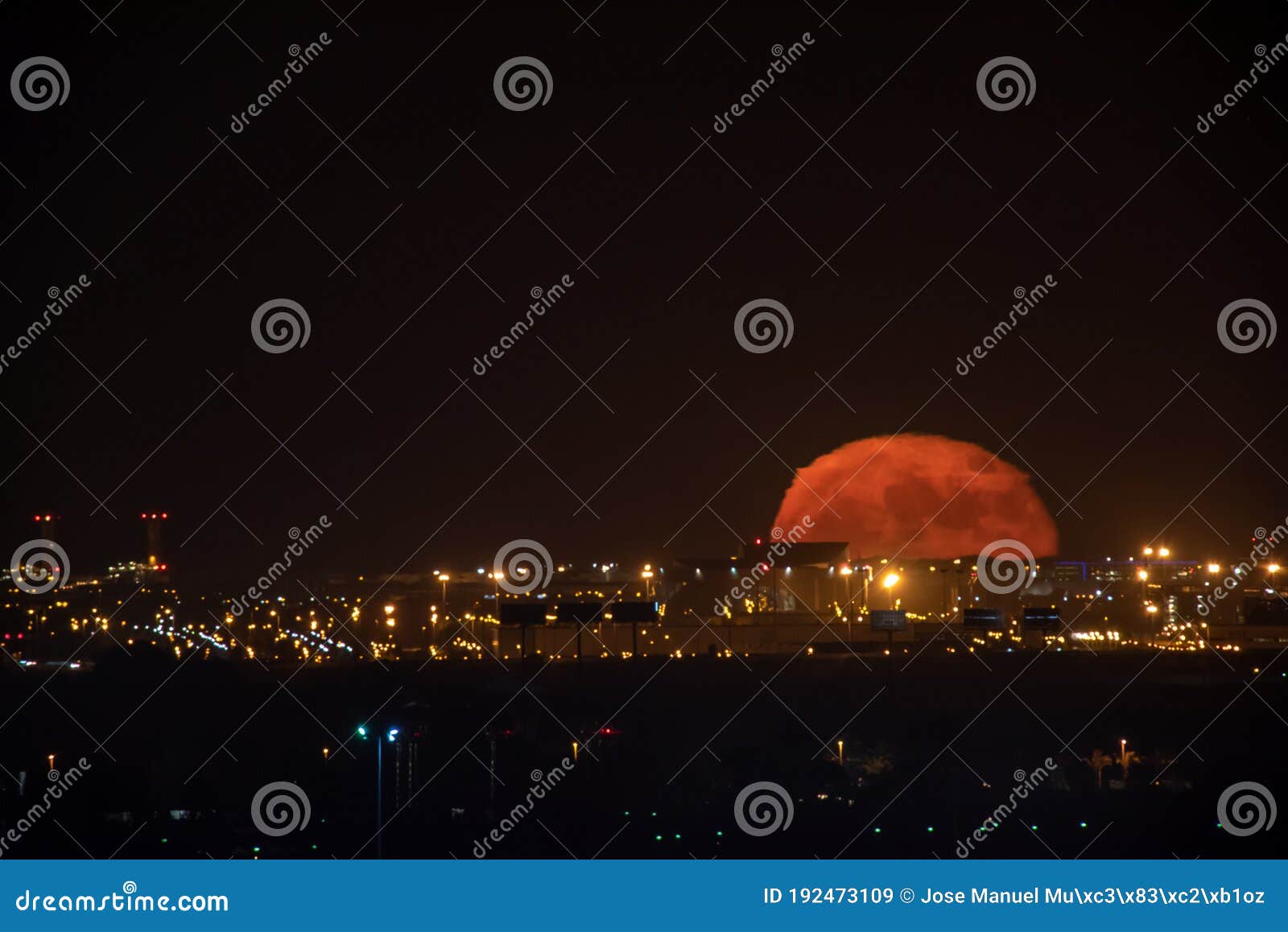 Full Moon Nightfall in the City Stock Image - Image of city, travel ...
