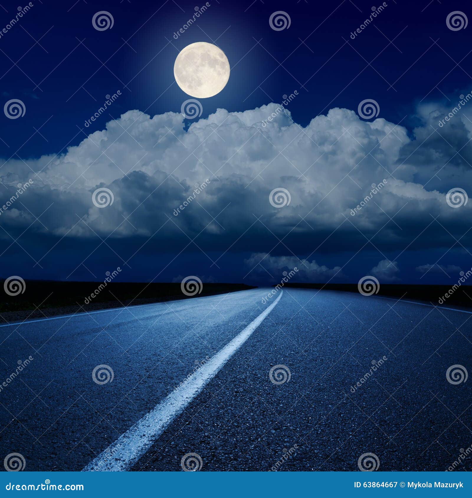 Full Moon Over Asphalt Road Stock Image - Image of black, fantasy: 63864667