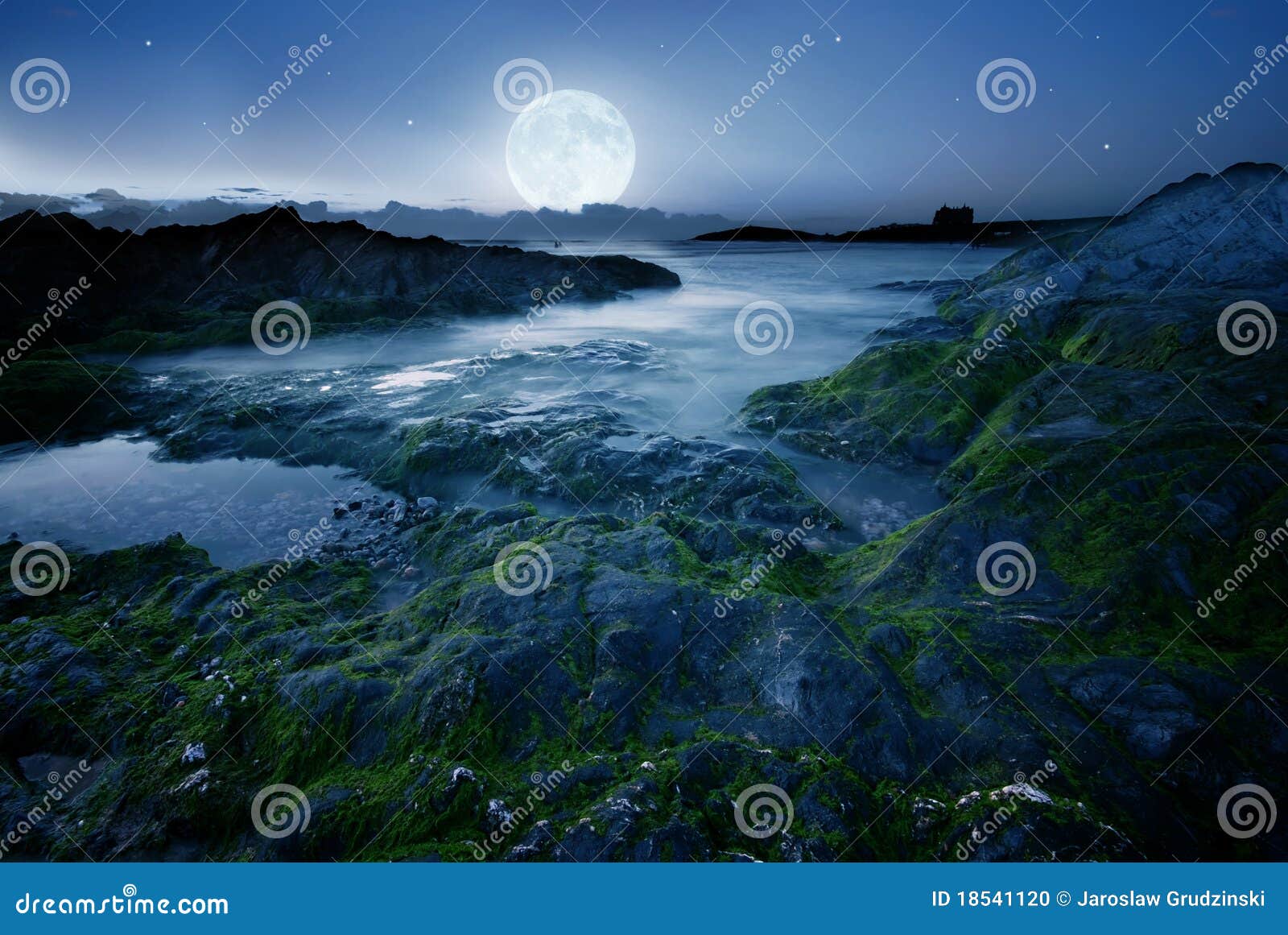 Full moon over the beach stock photo. Image of newquay - 18541120