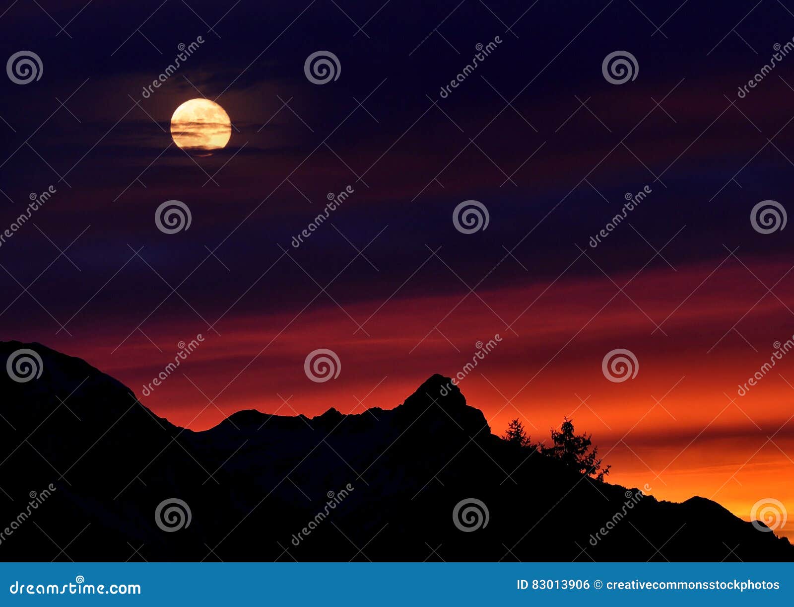 Full Moon Over Black Mountain Picture. Image: 83013906