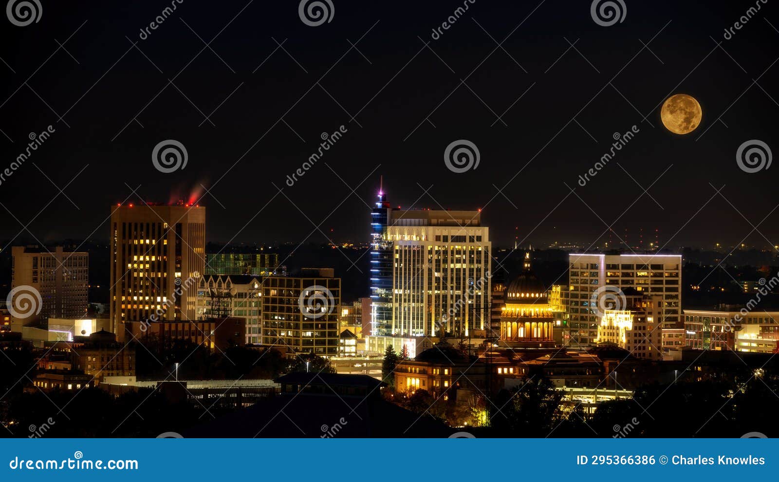 Full Moon Over Boise Idaho at Night Stock Photo - Image of landscape ...