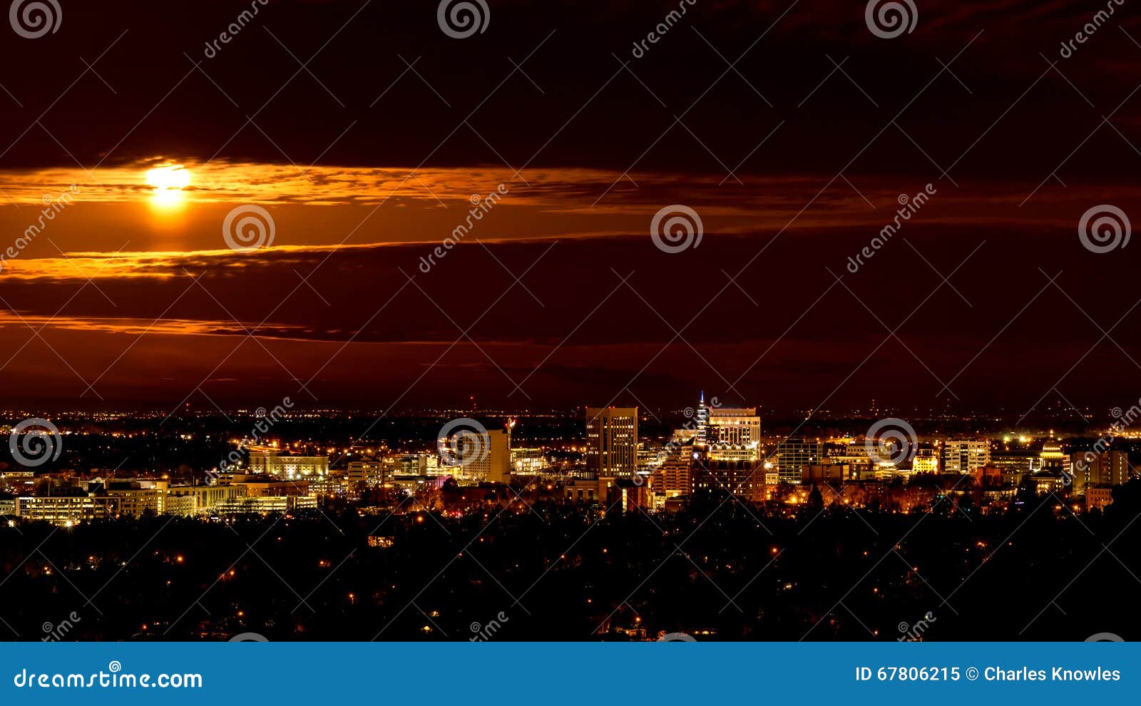 Full Moon Over Boise Idaho at Night Stock Image - Image of idaho, night ...