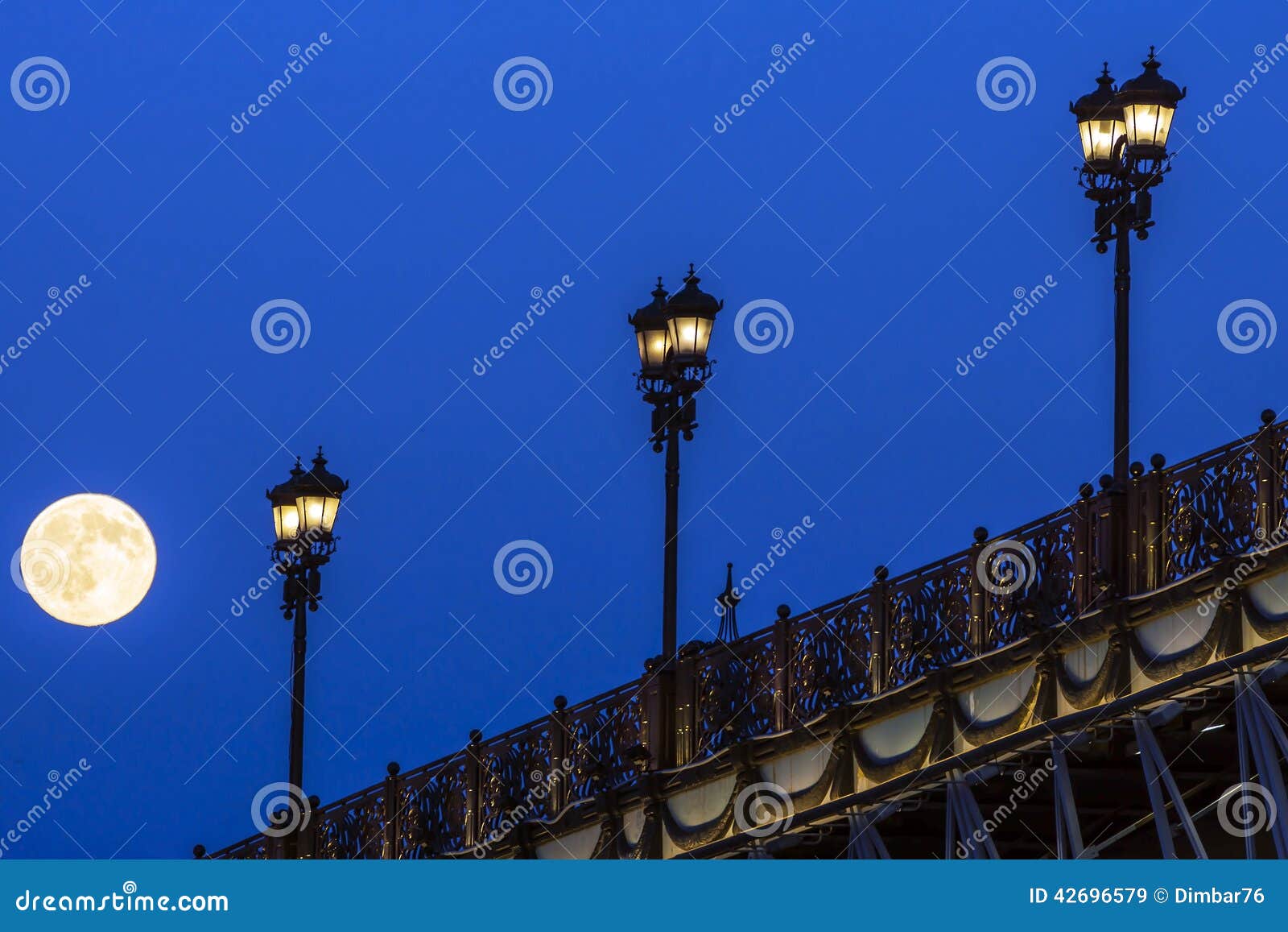 Full moon over the bridge stock image. Image of light - 42696579