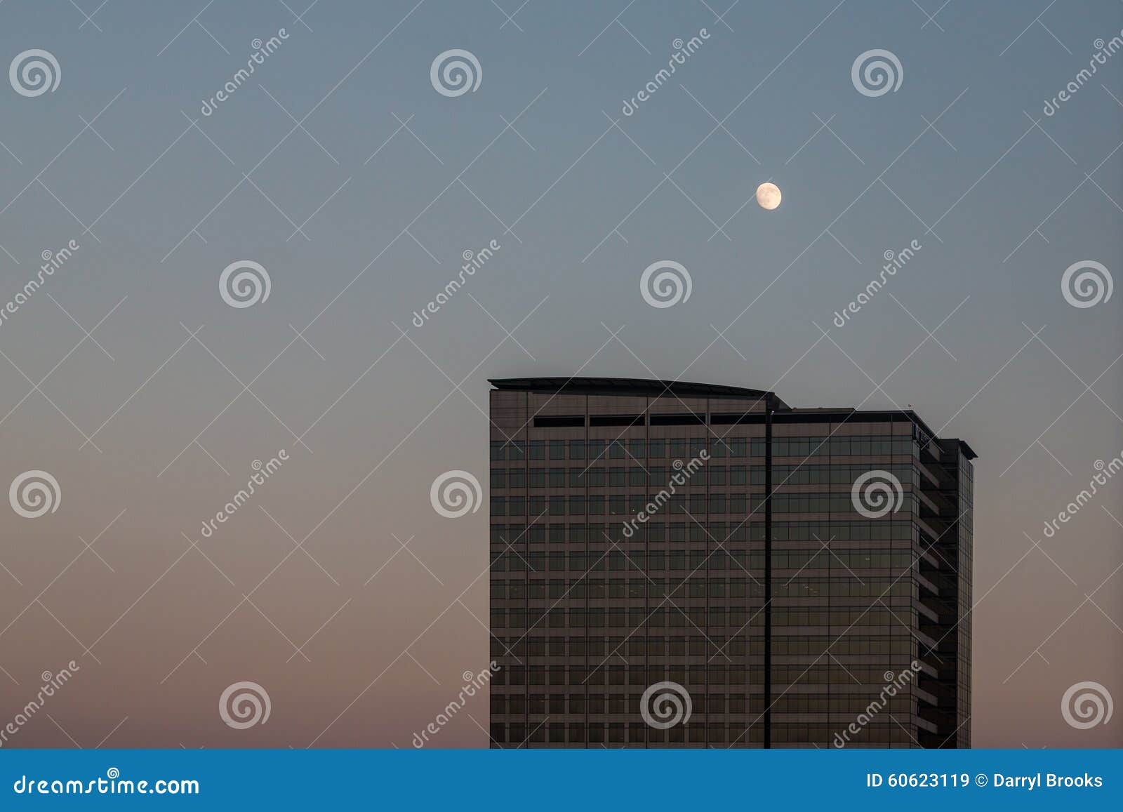 Full Moon Over Building at Dusk Stock Image - Image of architecture ...