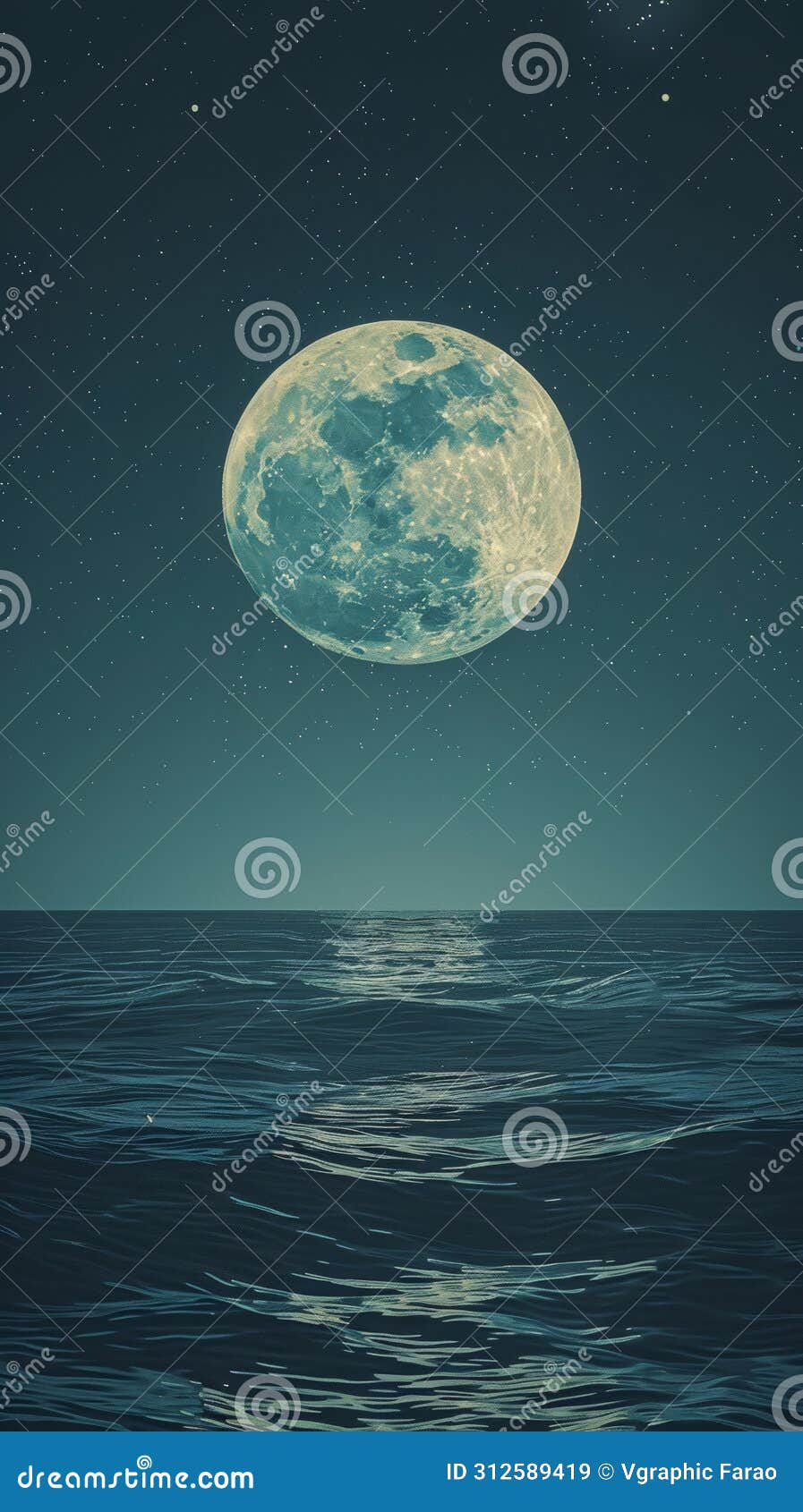 Full Moon Over Calm Ocean at Night Stock Image - Image of serenity ...