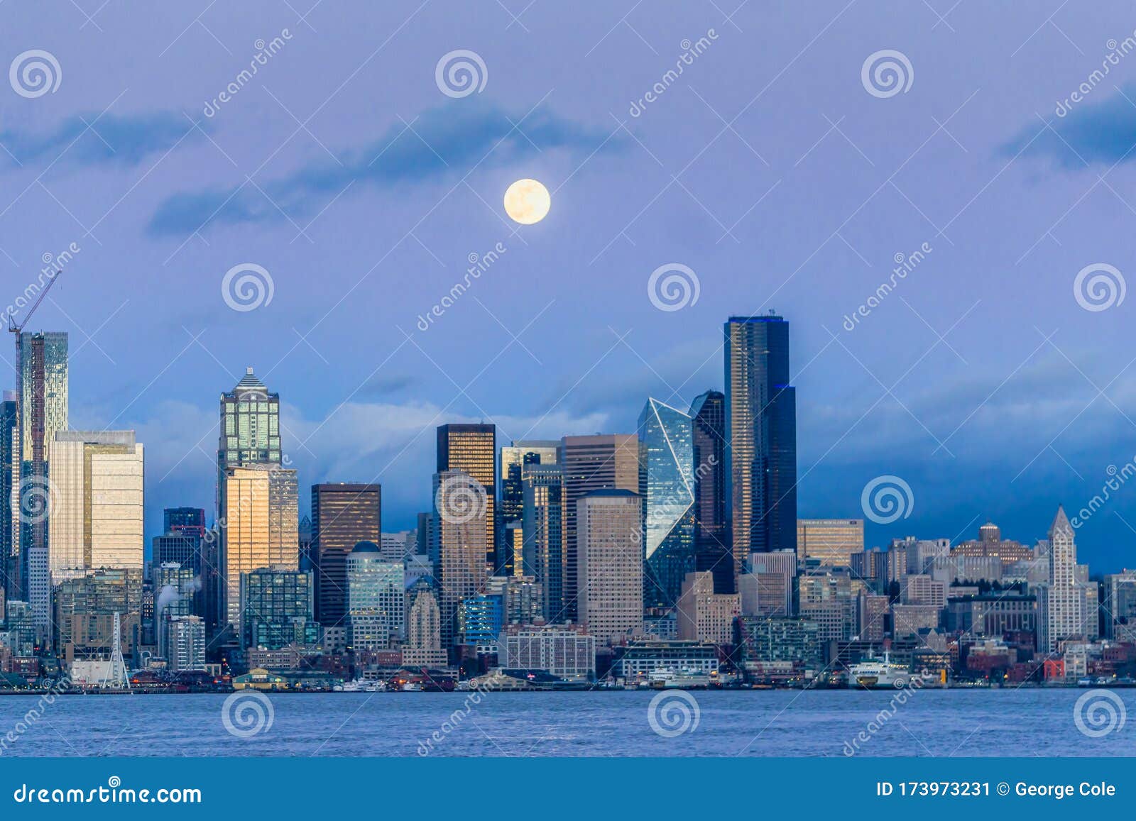 Full Moon Over City 8 stock image. Image of skyscrapers - 173973231