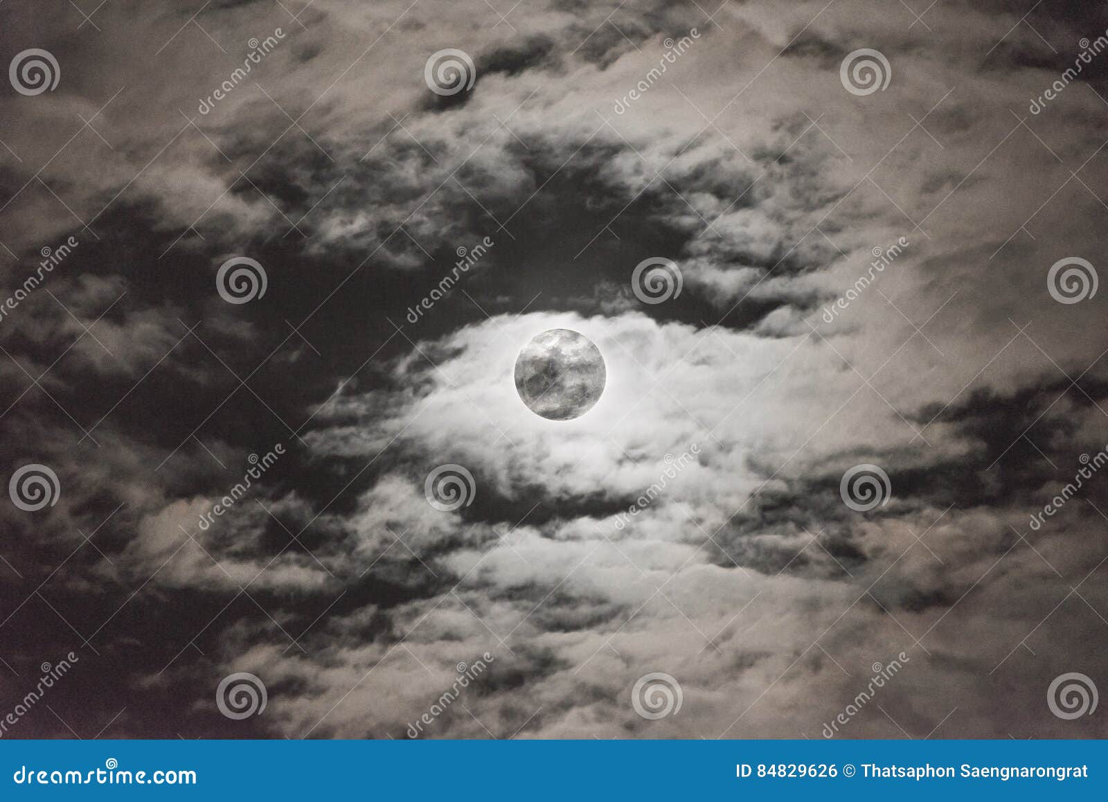 Full Moon Over Dark Sky with Cloud. Stock Photo - Image of midnight ...