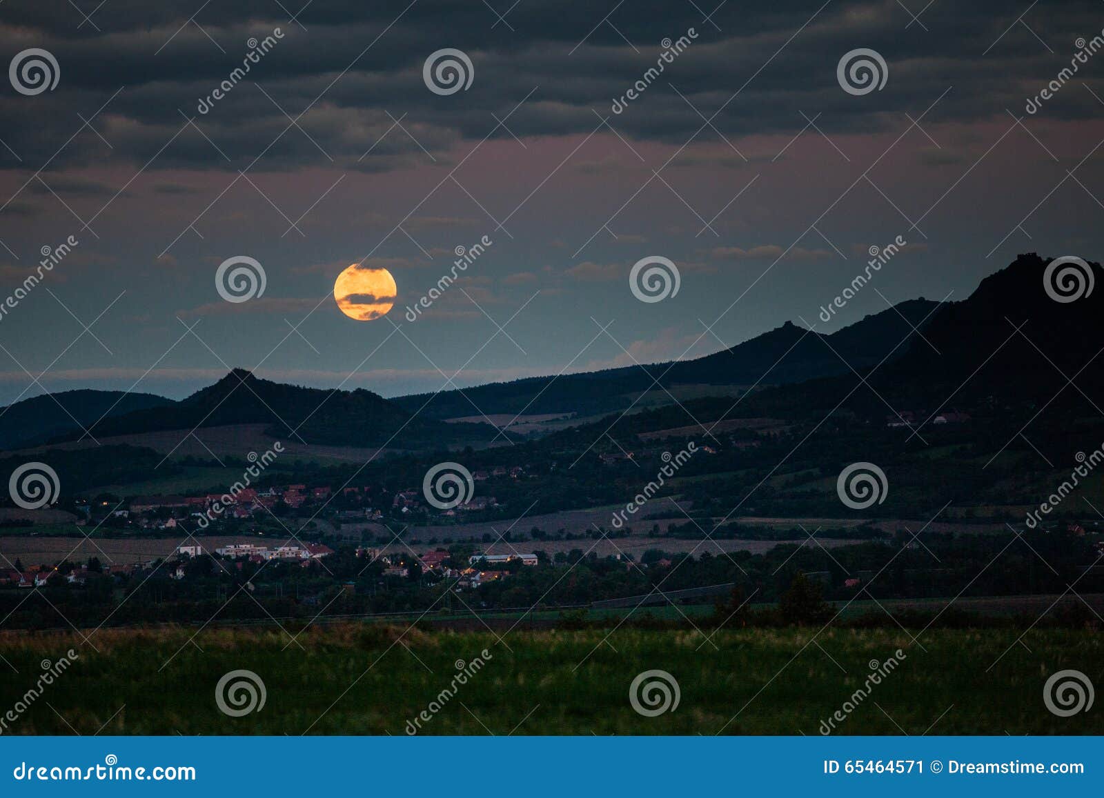Full moon over the hills stock image. Image of hill, fullmoon - 65464571