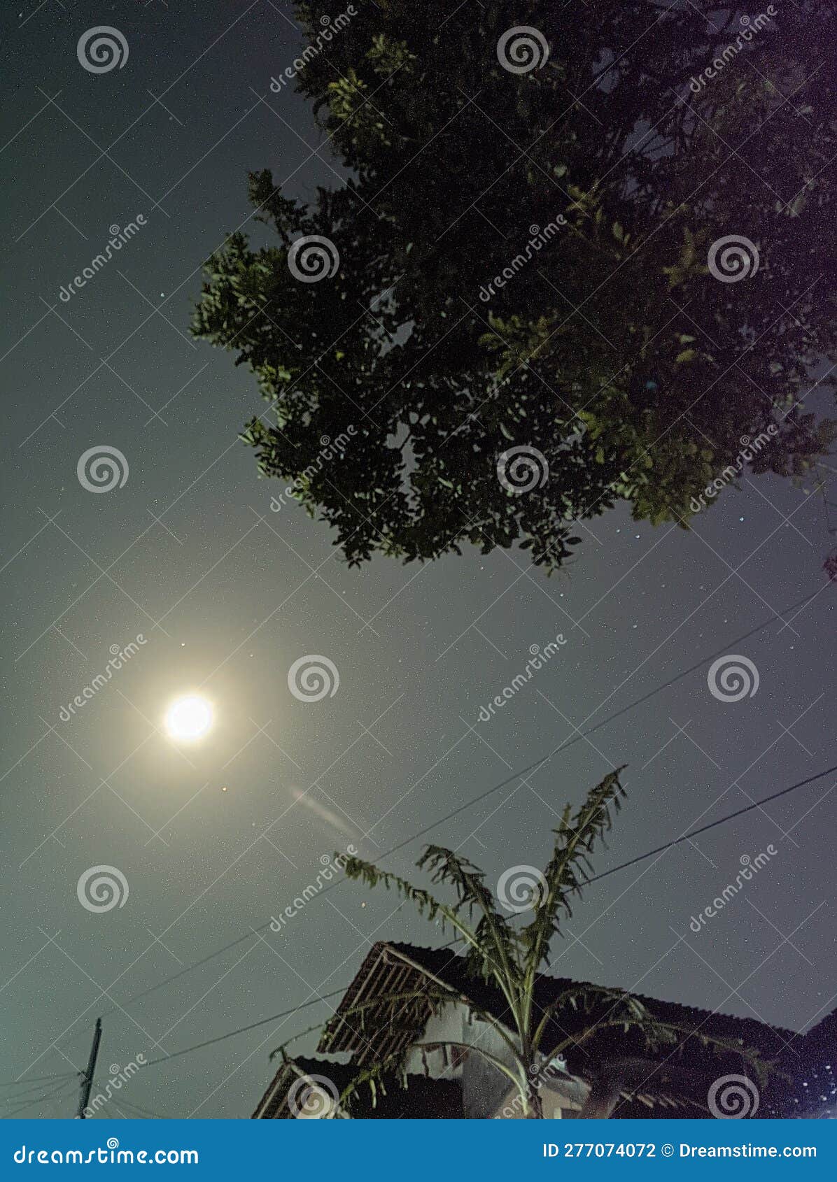 Full moon over the house stock photo. Image of full - 277074072