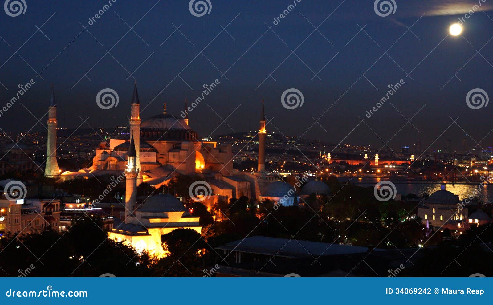 Full Moon over Istanbul stock photo. Image of ancient - 34069242