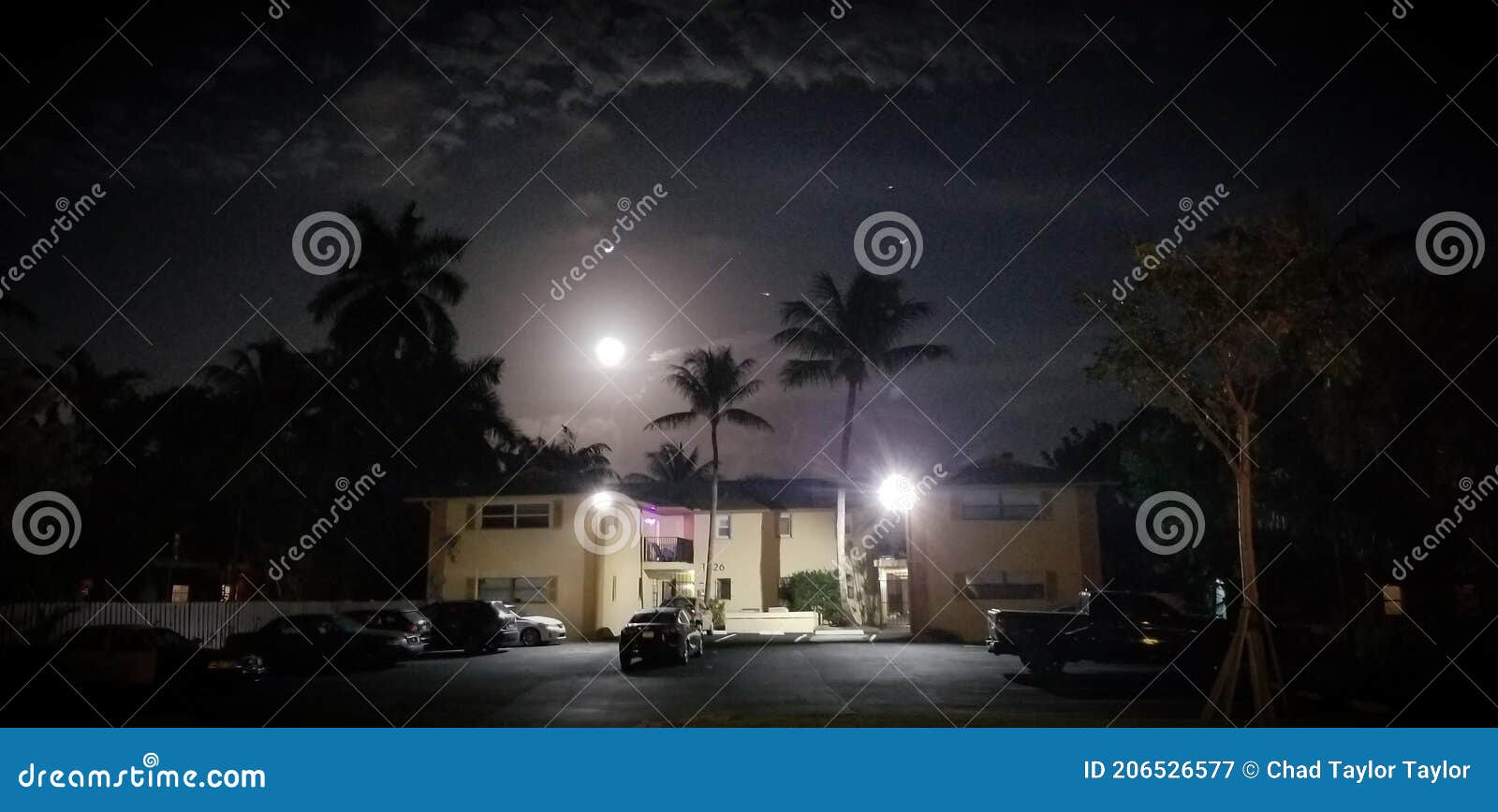 Full moon over Miami stock image. Image of miami, house - 206526577