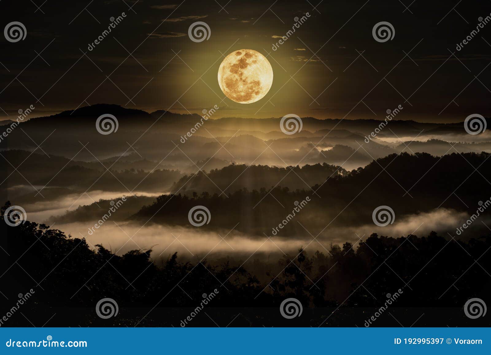 Full moon over mountain stock image. Image of bright - 192995397