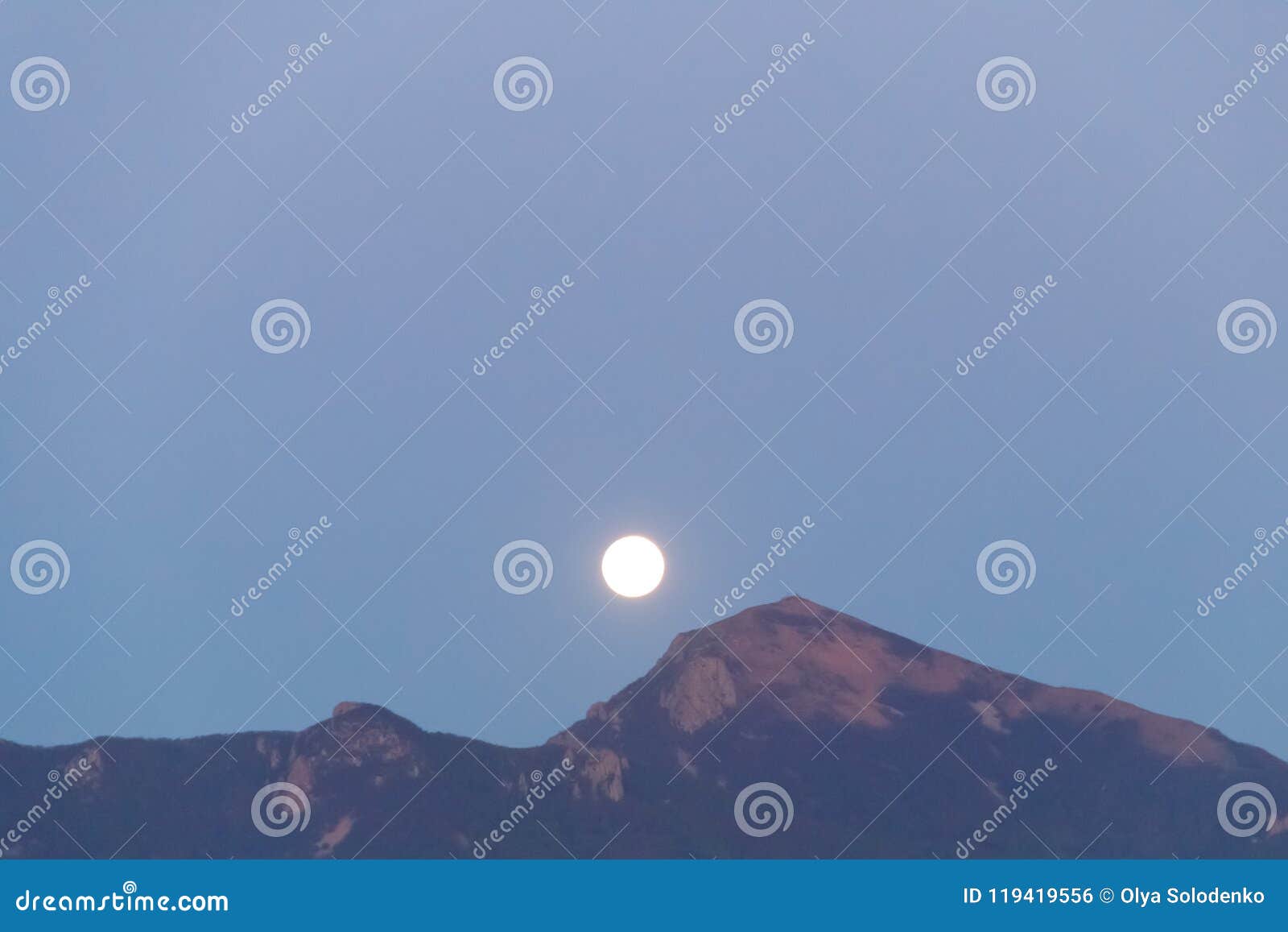 Full Moon Over the Mountain Stock Photo - Image of dusk, beautiful ...