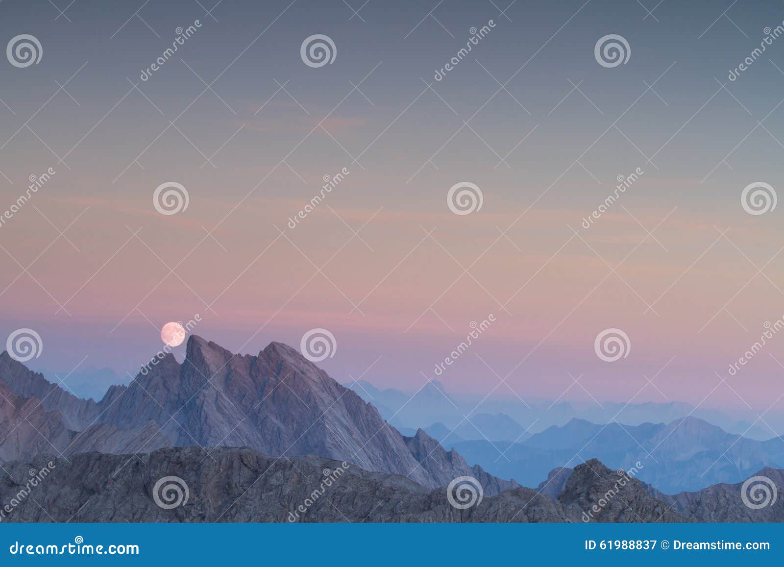 Full Moon Over the Mountain Ridges Stock Image - Image of moment ...