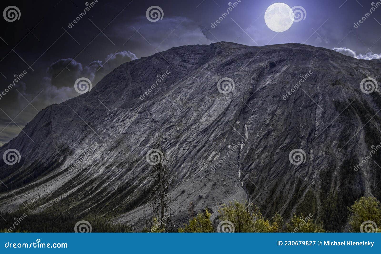 Full Moon Over Mountain stock image. Image of evening - 230679827
