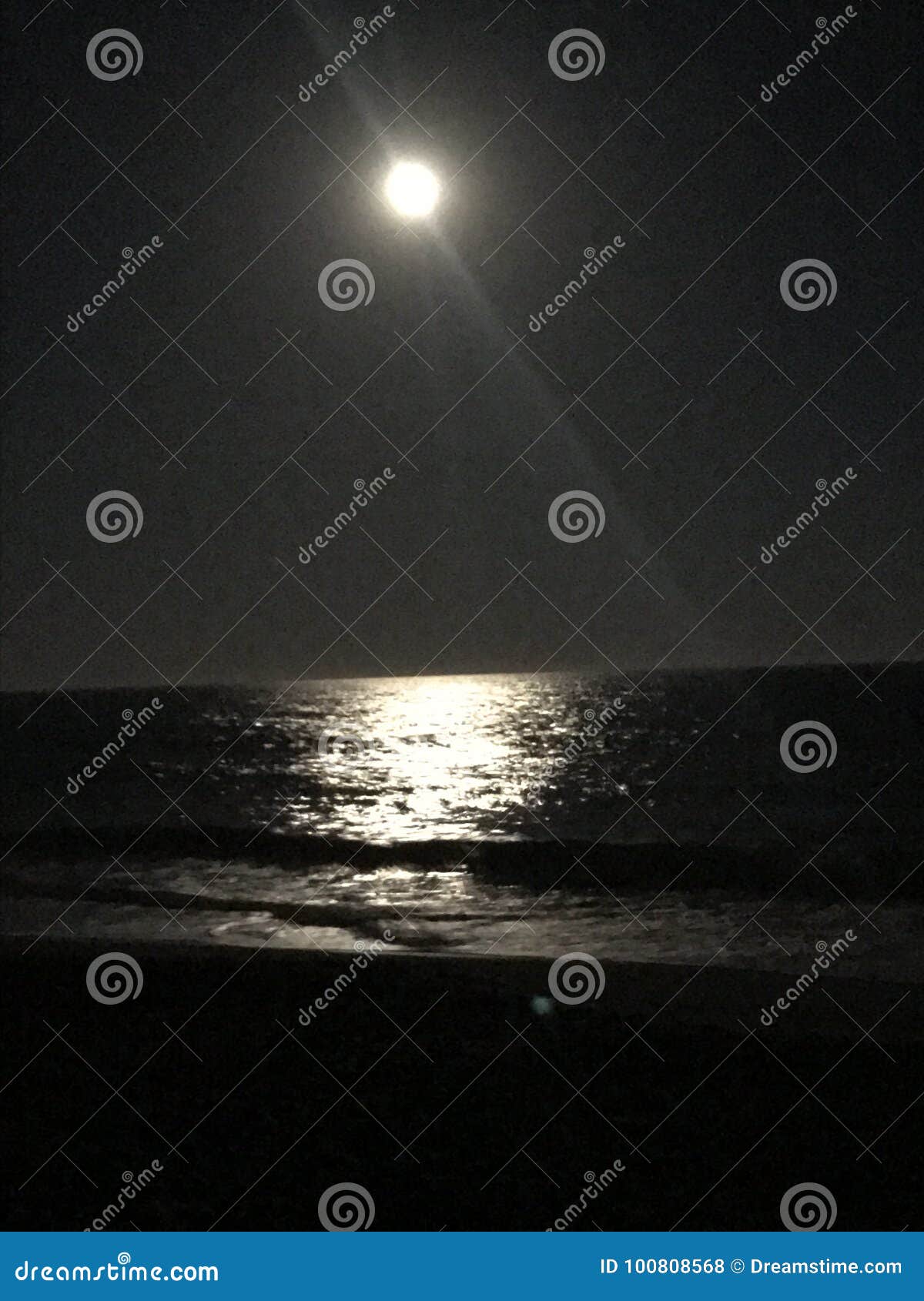 Full moon over ocean stock photo. Image of time, beach - 100808568