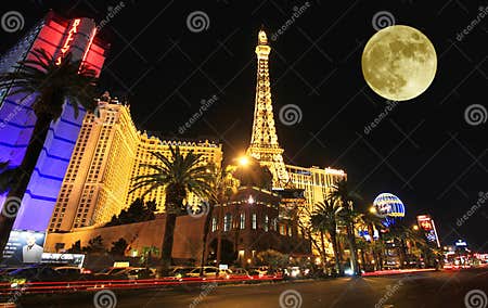 A Full Moon Over Paris on the Strip Editorial Photography - Image of ...
