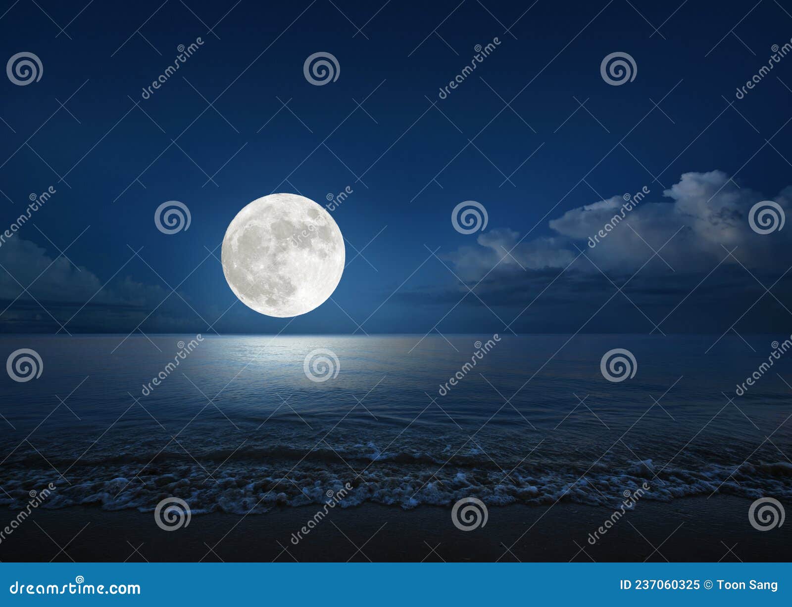 Full moon over the sea stock image. Image of beach, moon - 237060325