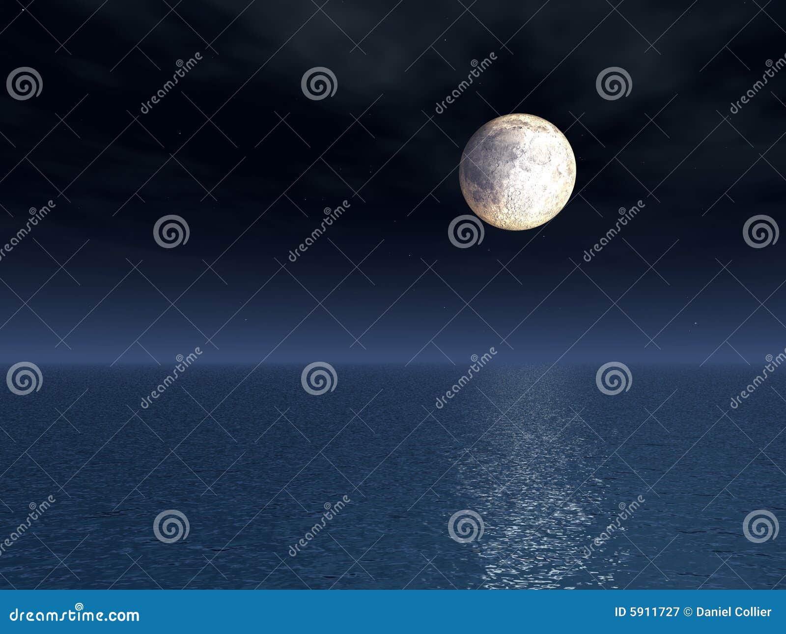 Full Moon Over Sea stock illustration. Illustration of dream - 5911727