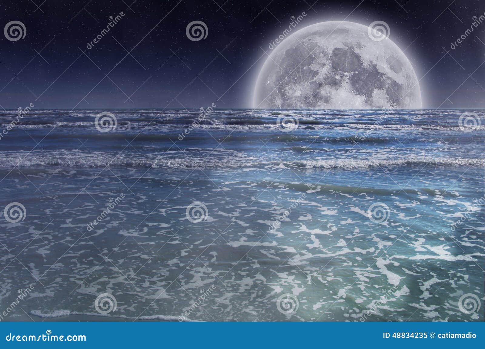 Full moon over sea stock image. Image of rising, peaceful - 48834235