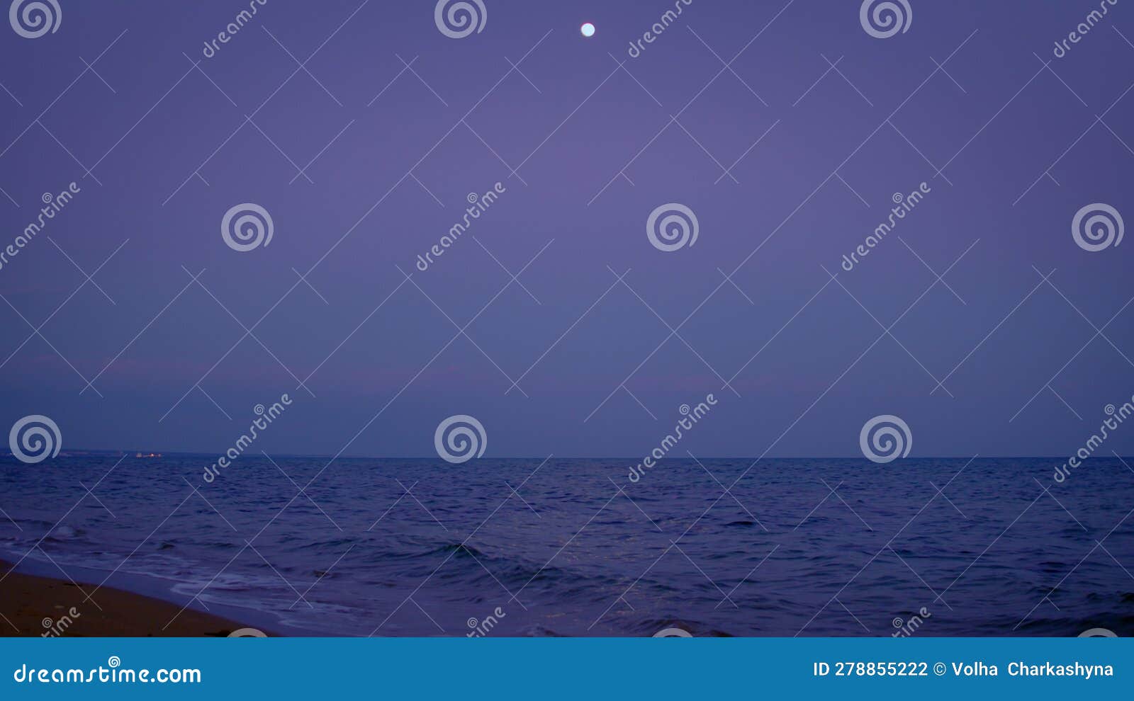 Full Moon, Moon Over Sea Surface at Night, Camera Tracking Stock ...