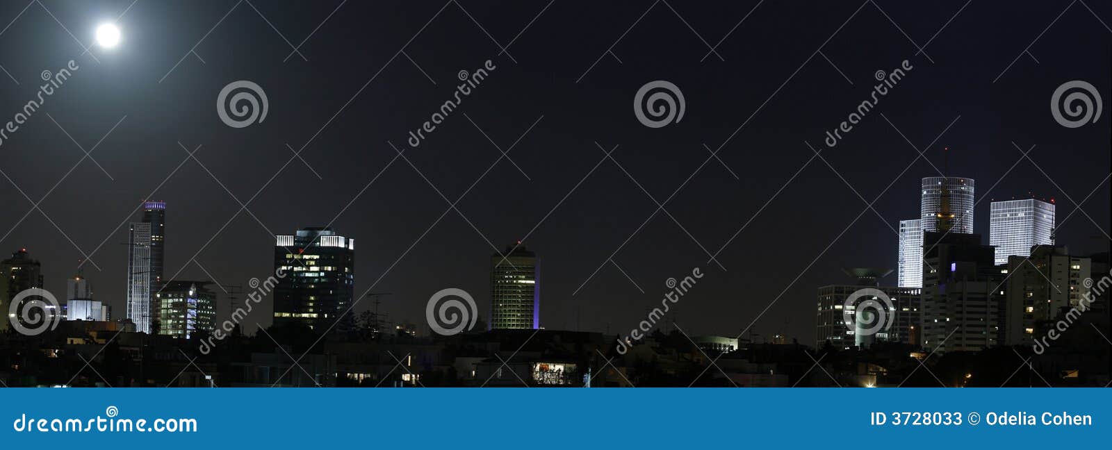 Full Moon Over Tel Aviv Picture. Image: 3728033