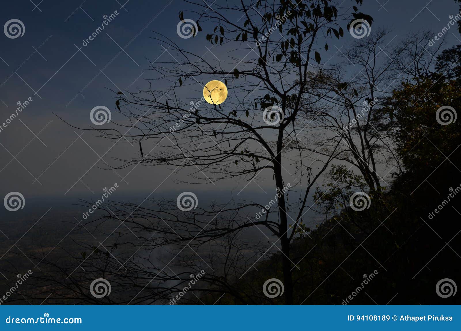 Full moon over the valley stock image. Image of landscape - 94108189