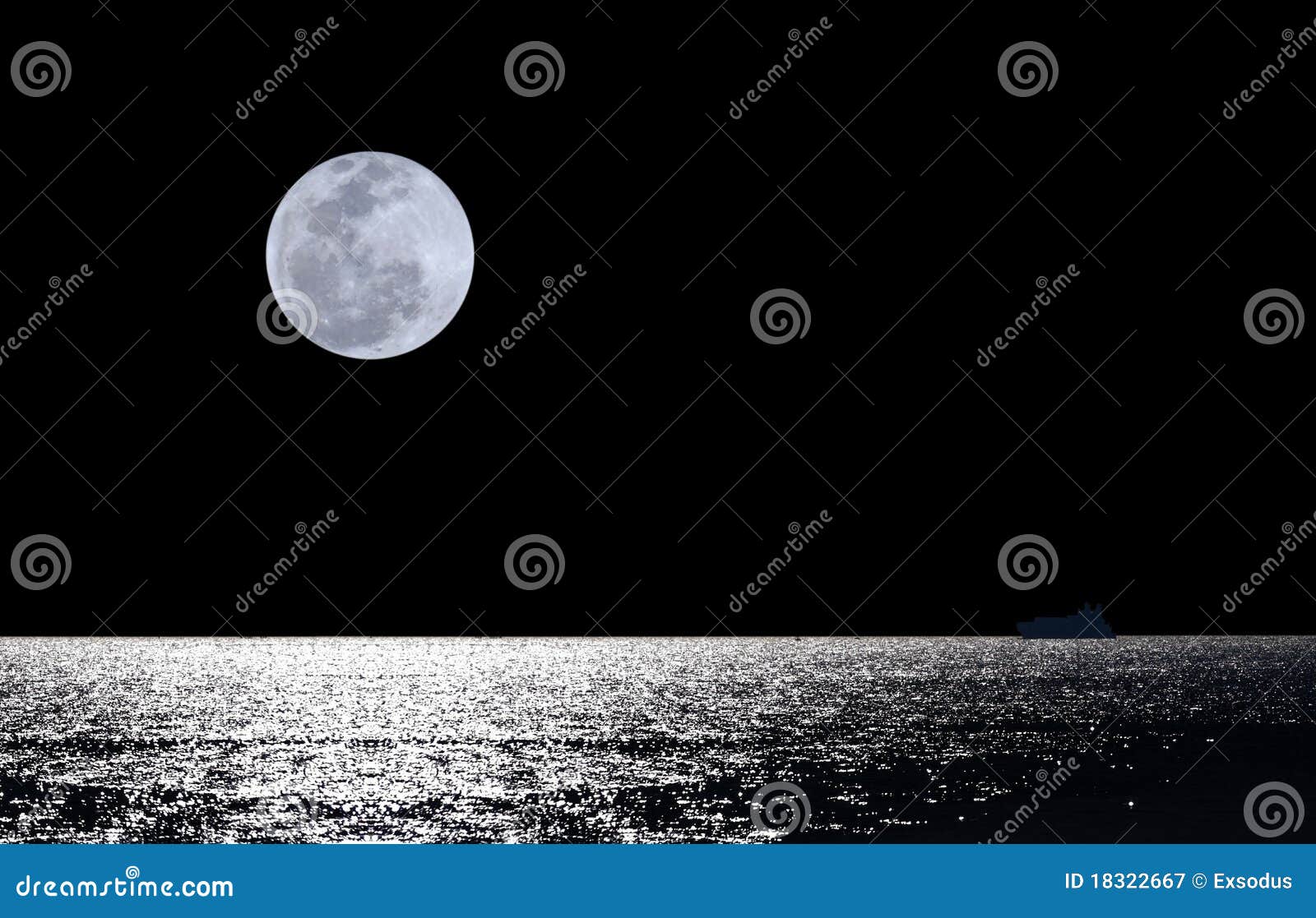 Full moon over water stock image. Image of night, light - 18322667