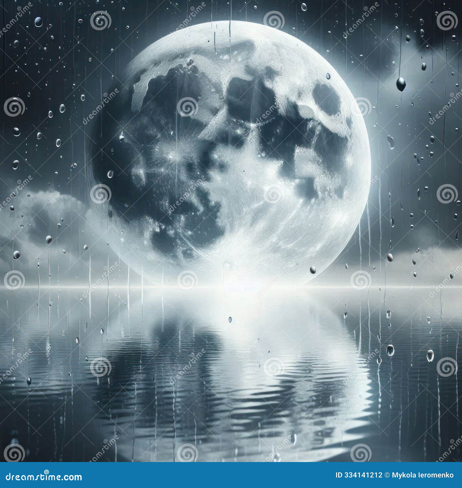 Full Moon Over the Water Surface. Stock Photo - Image of scene, surreal ...