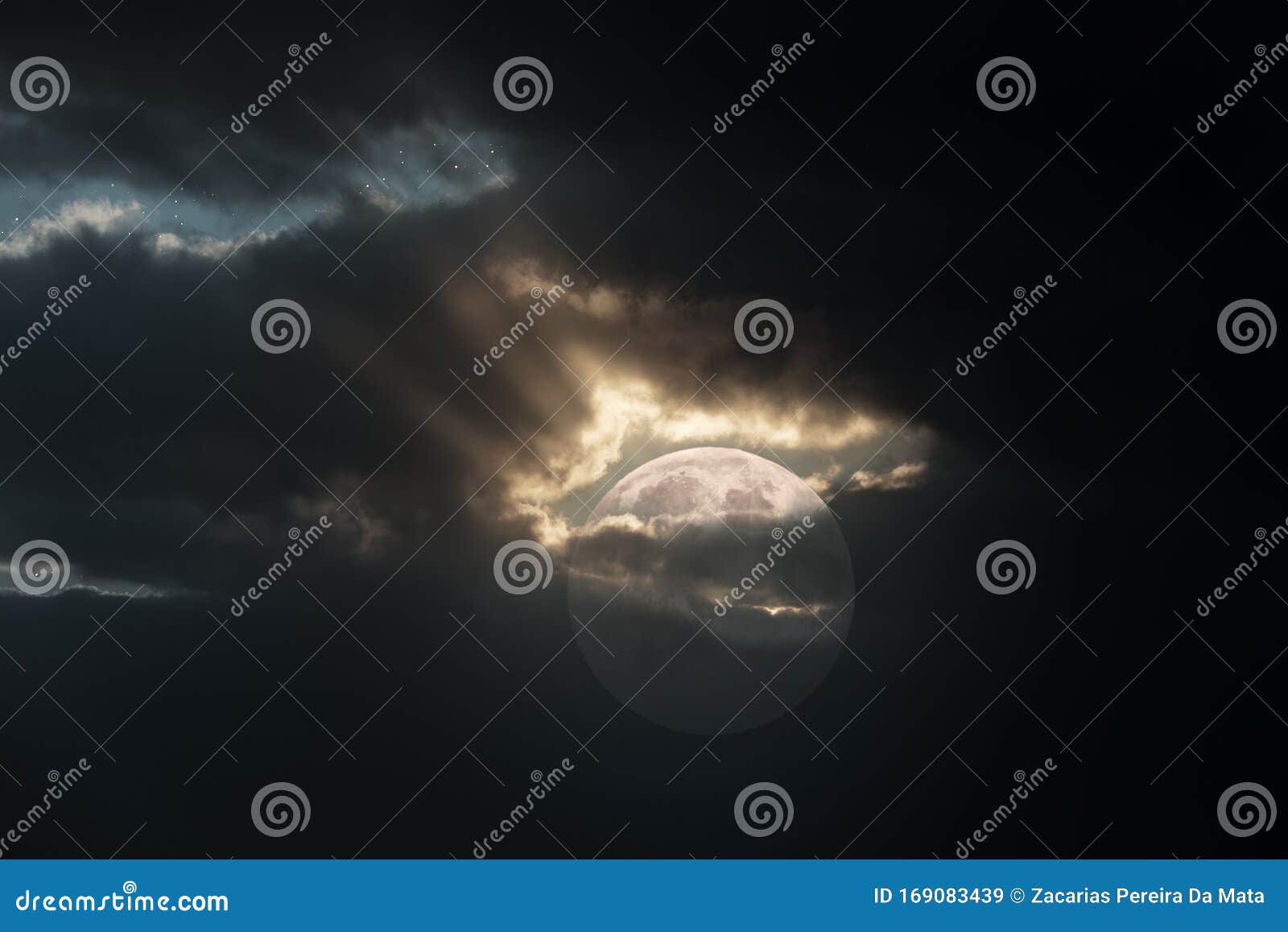 Full Moon Night with Light Rays Stock Image - Image of moon, eternity ...